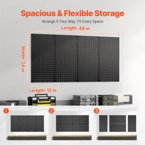 Kovové desky na hrazení 4 panely 61 × 30,5 cm nástěnný – SKU3-PEGBOARD Sada
