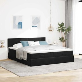 Osmanský rám postele s matracíes černá 180x200cm samet 3312058