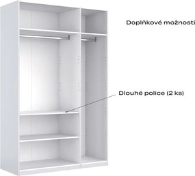 Skříň 3dv se zrcadlem, série N bílá Family
