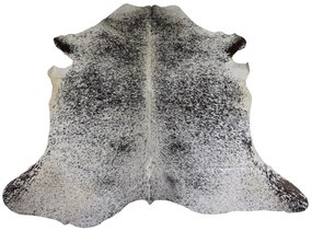 Bílo-černý koberec z hovězí kůže Cowhide salt pepper - 200*0,5*240cm/3-4m²