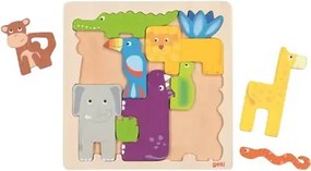 GOKI Obrysové puzzle Safari / 11 dílků / dřevo