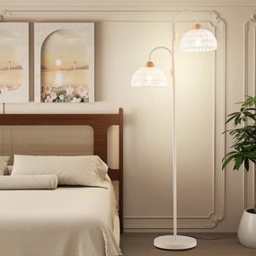 Costway Stojací lampa se 2 světly a nožním spínačem otočná stromová lampa o 350°