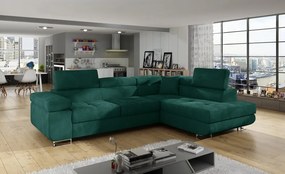 Rozkládací rohová sedačka TONY DELUXE 270×202 cm – více barevných variant levý roh zelená