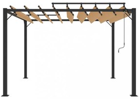 Pergola s lamelovou střechou 3 x 3 m hliník / látka Dekorhome Šedohnědá taupe