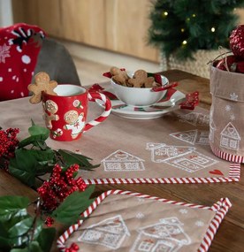 6ks hnědé prostírání s perníkovými chaloupkami Gingerbread Bliss - 48*33 cm