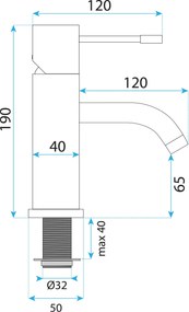 Rea Lungo Diamond, umyvadlová baterie h-185, měděná lesklá, REA-B8994