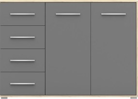 IDZ Komoda FRIDA 2D4S 01, 135 cm Grafit / Dub Artisan