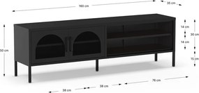 Černý TV stolek 160x50 cm Diora – Marckeric
