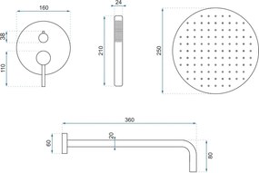 Rea Lungo - Podomítkový sprchový set, růžová-zlatá, REA-P4111