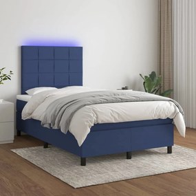vidaXL Box spring postel s matrací a LED 120 x 200 cm textil [3134867] Barva: Modrá