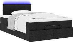 Osmanská postel s matrací &amp; LED černá 120x190 cm látka 3312293