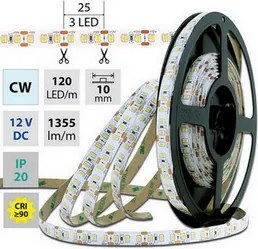 LED pásek McLED 12V studená bílá CRI90 š=10mm IP20 14W/m 120LED/m SMD2835 ML-121.368.60.2