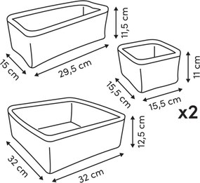 Sada 4 textilních košů BOUCLETTE, 15,5 x 15,5 x 11 cm - bílý