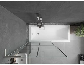 Mexen Next L, 1-křídlová vanová zástěna 90 x 150 cm, 6mm čiré sklo-černý vzor, ​​6mm čiré sklo, profil broušená ocel, 895-090-000-03-77-97