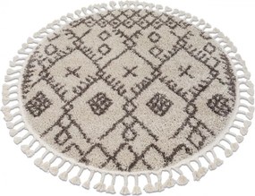 Dywany Łuszczów, Kusový koberec Berber Tanger B5940 cream and brown kruh, 120x120 (průměr) kruh, hnědá, obývací pokoj