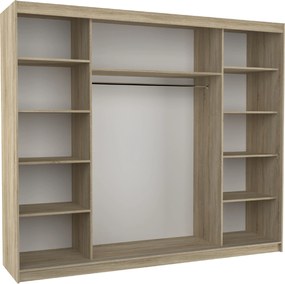 ADRK Furniture Posuvná skříň se zrcadlem a LED osvětlením SALTO 250 SW-SAL-S-250+L-V395