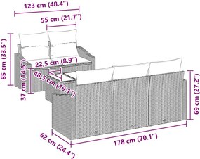 Set pohovek 6 ks Světlá šedá a tmavá šedá polyratan 3355271
