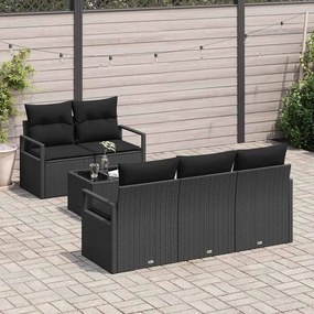 Set pohovek 6 ks 5-Počet míst Černá polyratan 3346263