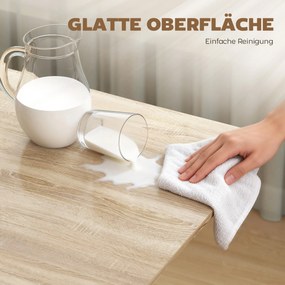 HOMCOM rozkládací jídelní stůl na kolečkách pro 4–6 osob, dub, 120 × 80 × 73 cm