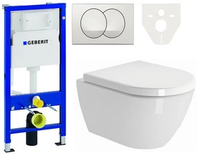 AKCE/SET/LIVERO Geberit - Modul pro závěsné WC Duofix Delta 12 s tlačítkem Delta 20, alpská bílá + PURA závěsná WC mísa, Swirlflush, 55x36 cm, bílá E…