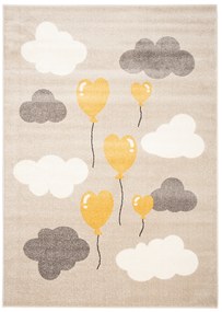 Dětský kusový koberec FIESTA 36326 Mráčky Balónky béžový žlutý Rozměr: 160x230 cm