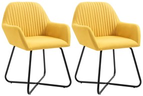 Jídelní židle 2 ks žluté textil,  249814
