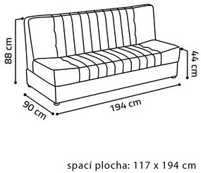 Pohovka DIANA | 194 cm | rozkládací + úložný prostor | VÝBĚR TKANIN