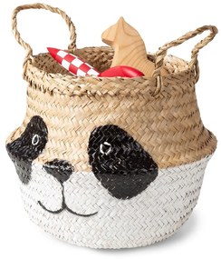 Dětský koš na hračky z mořské trávy v bílo-přírodní barvě ø 25x24 cm Panda – Compactor