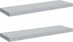 Plovoucí nástěnné police 2 ks betonově šedé 80x23,5x3,8 cm MDF 326601