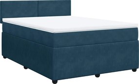 Box spring postel s matrací modrá 140 x 190 cm samet 3290032