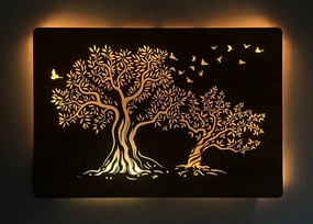 Li-Go "Dvě olivy" světelný obraz 230V 90x62cm provedení povrchu: dub světlý