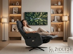 Elektrické polohovací TV křeslo VALIMO - šedá látka
