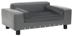 Pohovka pro psy šedá 81 x 43 x 31 cm plyš a umělá kůže 170953