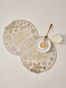 Sinsay - Kulaté vánoční prostírání s nápisem Merry Christmas 2 pack - bílá