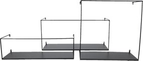 Set 3ks černá antik nástěnná polička - 55*20*25 / 50*16*15 / 40*18*40 cm