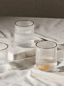 Sinsay - Sada rýhovaných sklenic se zlatým okrajem 4 pack - clear