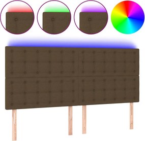Čelo postele s LED tmavě hnědé 180x5x118/128 cm textil 3122875