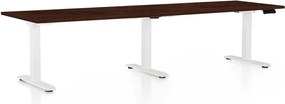 Výškově nastavitelný stůl OfficeTech Long, 260 x 80 cm, bílá podnož, wenge