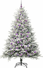 Umělý přednažený vánoční stromek se soupravou koulí Zelená 3395412