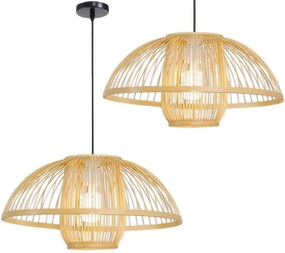 Toolight - Stropní svítidlo z přírodního bambusu Boho E27 60W APP888-1CP, hnědá, OSW-05247