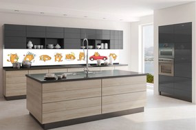 DIMEX | Fototapeta do kuchyně Kočičí emoce KI-350-184 | 350 x 60 cm | bílá, oranžová