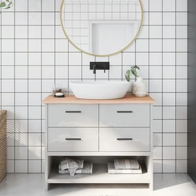 Koupelnová deska 100 x 40 x 2 cm neošetřené masivní dřevo 3156032