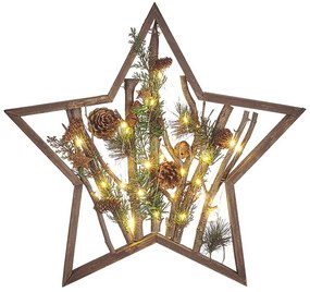 Vánoční LED dekorace tmavé dřevo DOKKA Beliani