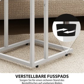 HOMCOM Skládací příruční stolek, nabíjecí stanice s USB porty, kov, 39 x 29 x 57 cm, barva dřeva