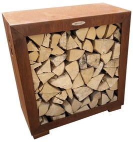 Hnědý ocelový dřevník Remundi, šířka 79 cm