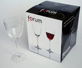 Sada -  4  ks sklenic 0,25 l na červené víno - čiré sklo, broušené proužky