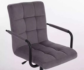 LuxuryForm DESIGN Barová židle VERONA BLACK VELUR na černé hranaté podstavě - tmavě šedá