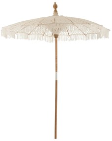 Přírodní drhaný slunečník s dřevěnou tyčí Macrame - ∅200*250 cm