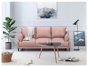 Růžová rozkládací pohovka s úložným prostorem Mazzini Sofas Ancolie, 215 cm