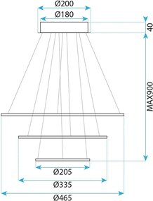 Toolight Toolight, LED stropní svítidlo 46cm, 100W, LED G041-3CP, zlatá matná, OSW-06308